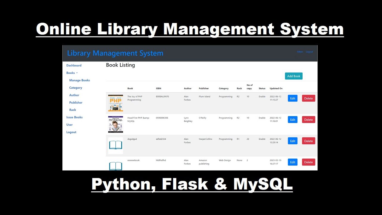 Online Library Management System with Python, Flask & MySQL | Python projects