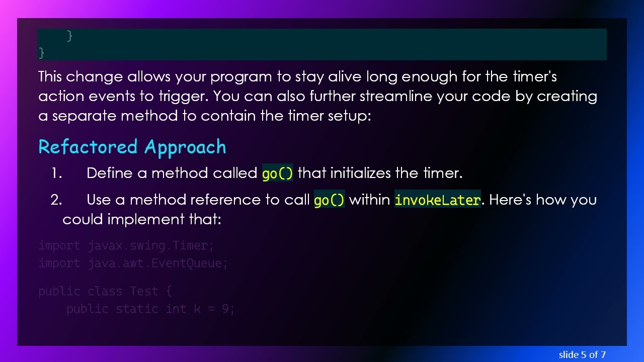 Why Does the Java Swing Timer Class Not Work?