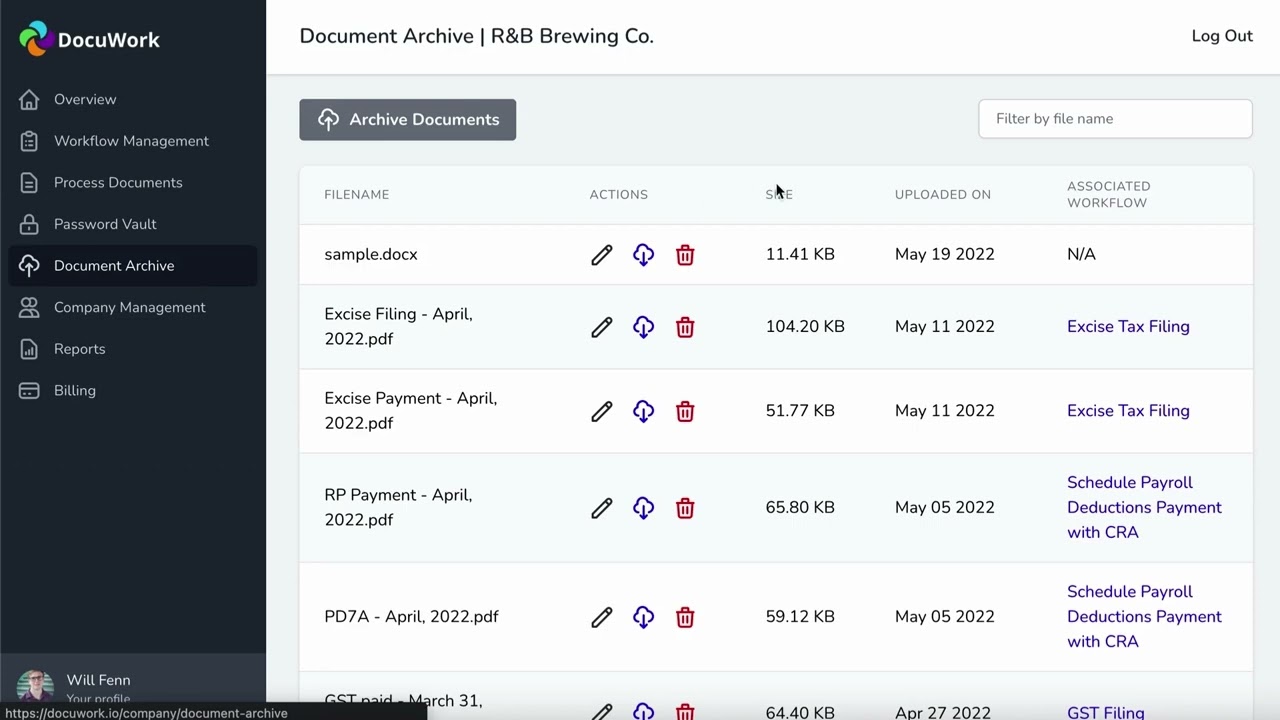DocuWork.io - Document Archive Module