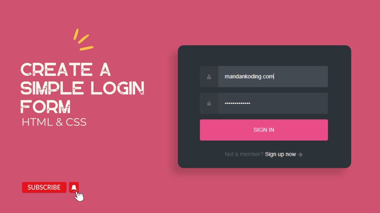 Create a Simple Login Form Using HTML and CSS - Mandan Koding
