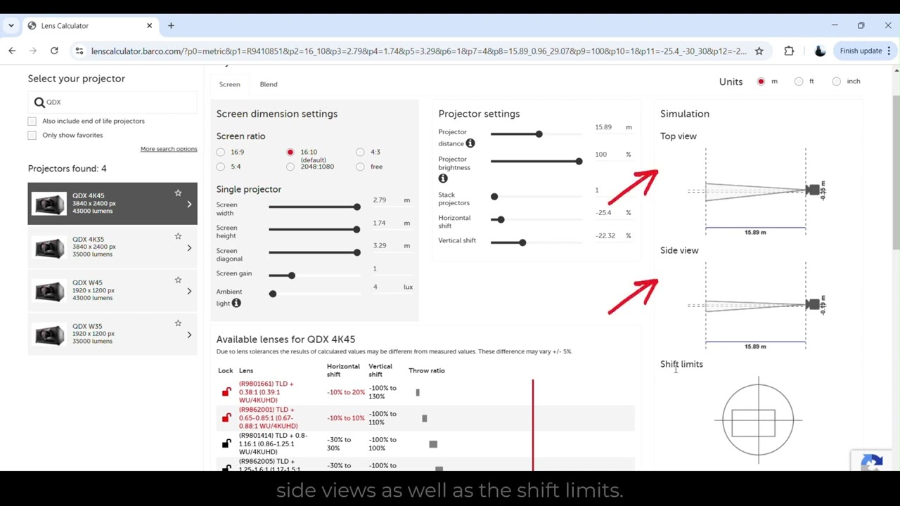 Lens calculator: find the ideal projector lens - Barco