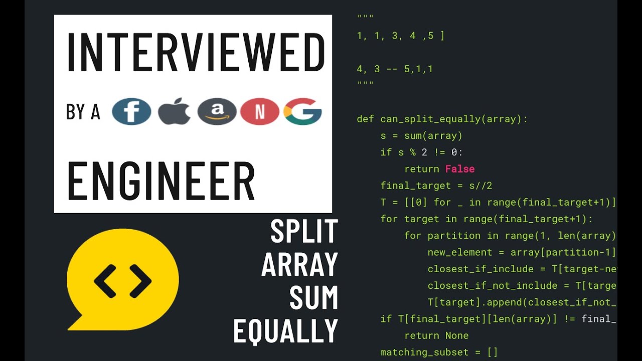 Python interview with a FAANG engineer: Split array sum equally