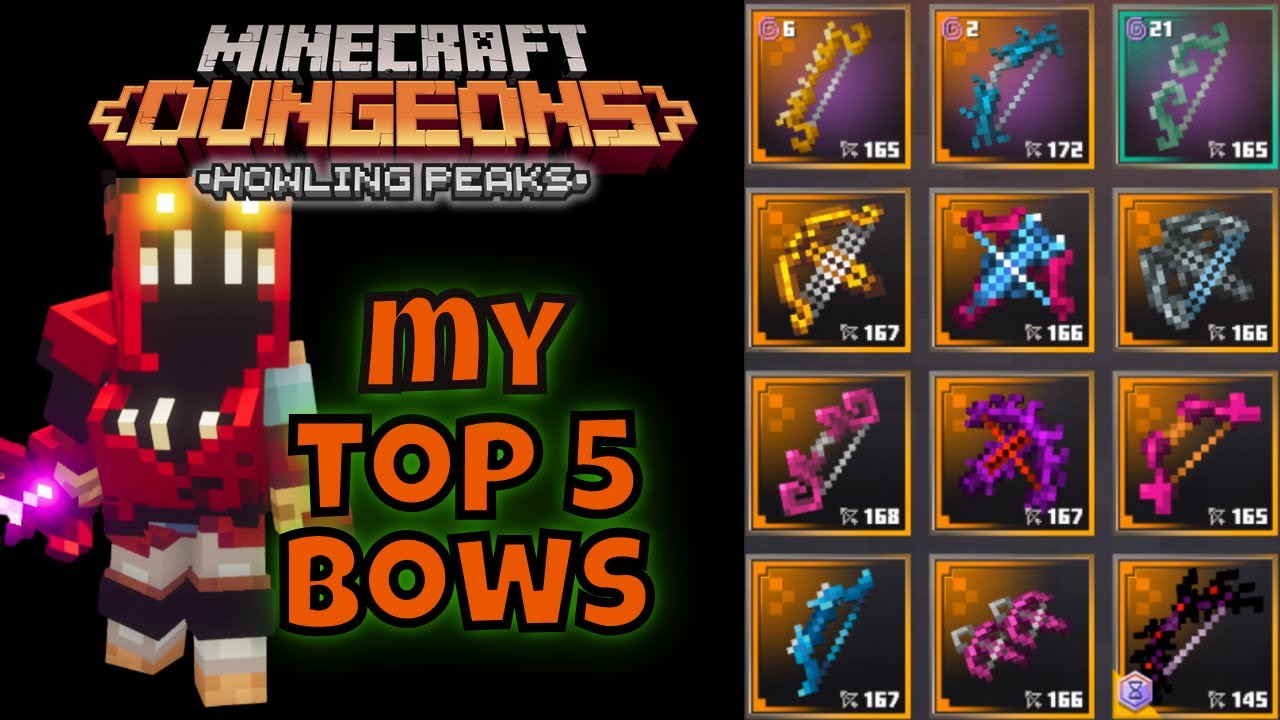 Minecraft Dungeons Top 5 Bows + My Thoughts on How to Use Them