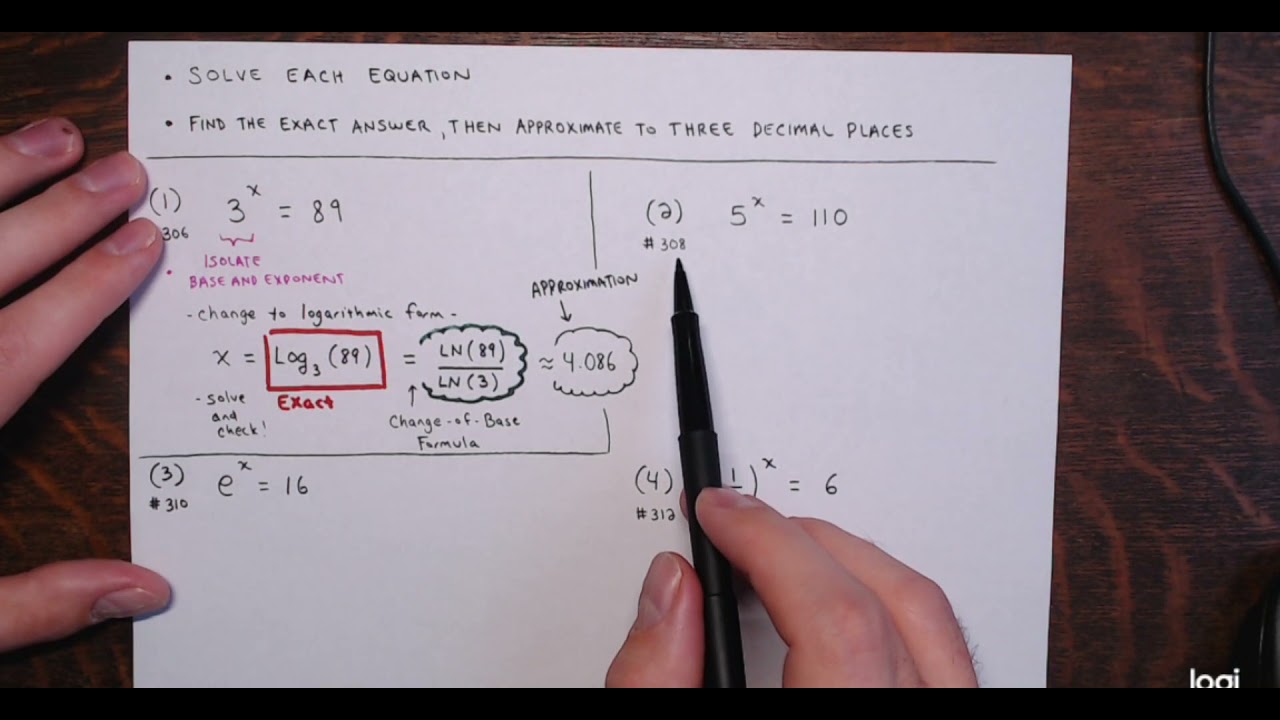 Solve Exponential Equations Using Logarithms