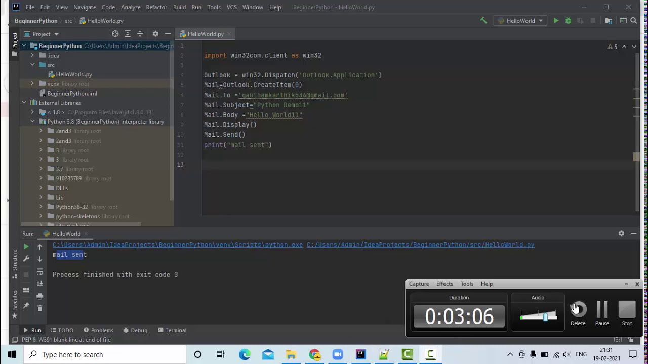 COM Object Create Item Python Issue resolved
