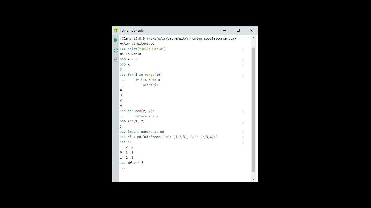 Browser extension to run python console