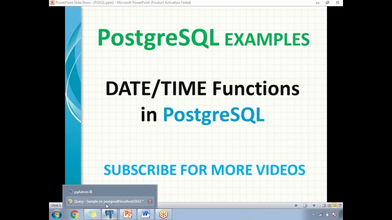 Date functions in PostgreSQL , Time functions in PostgreSQL