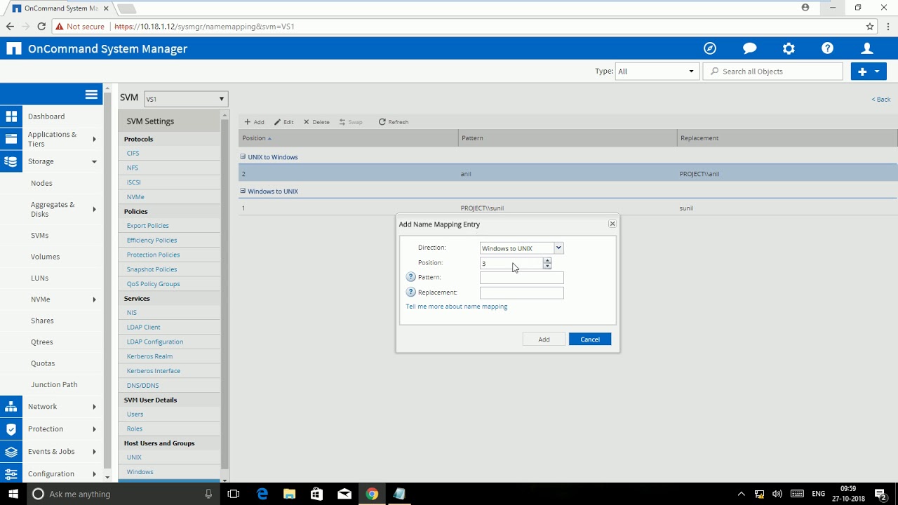 Name Mapping NetApp Cmode 9.4