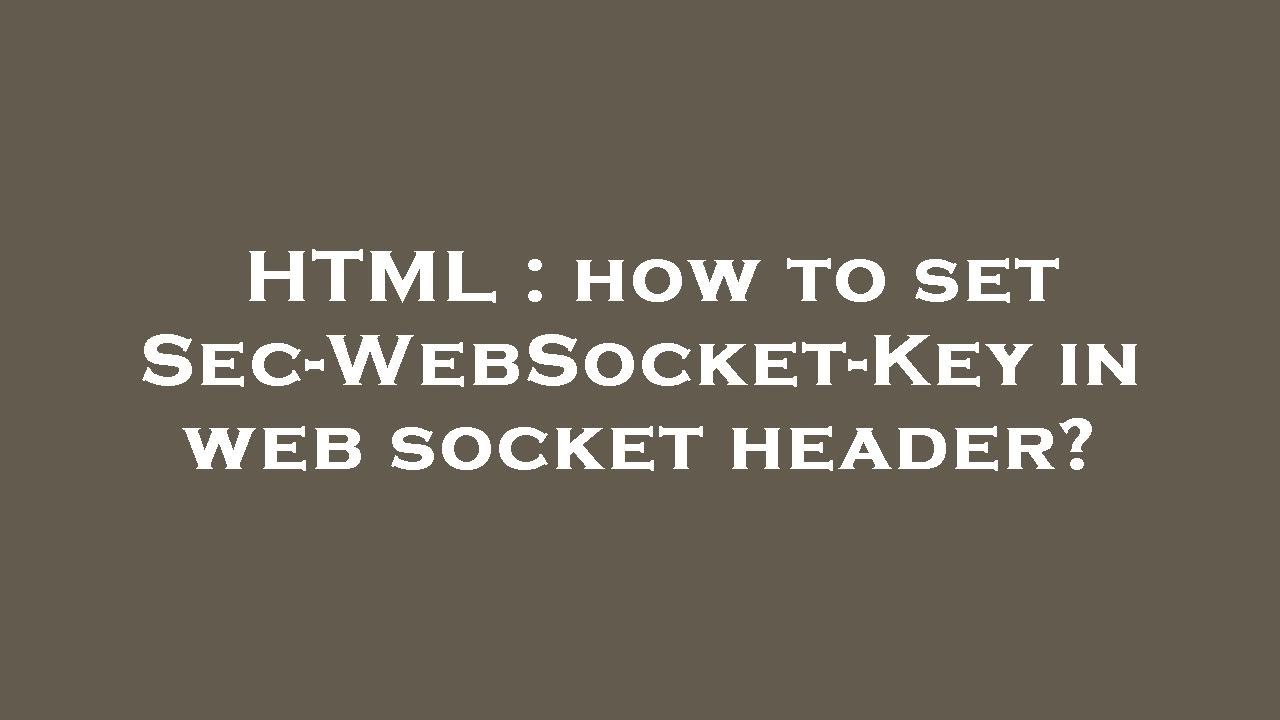 HTML : how to set Sec-WebSocket-Key in web socket header?
