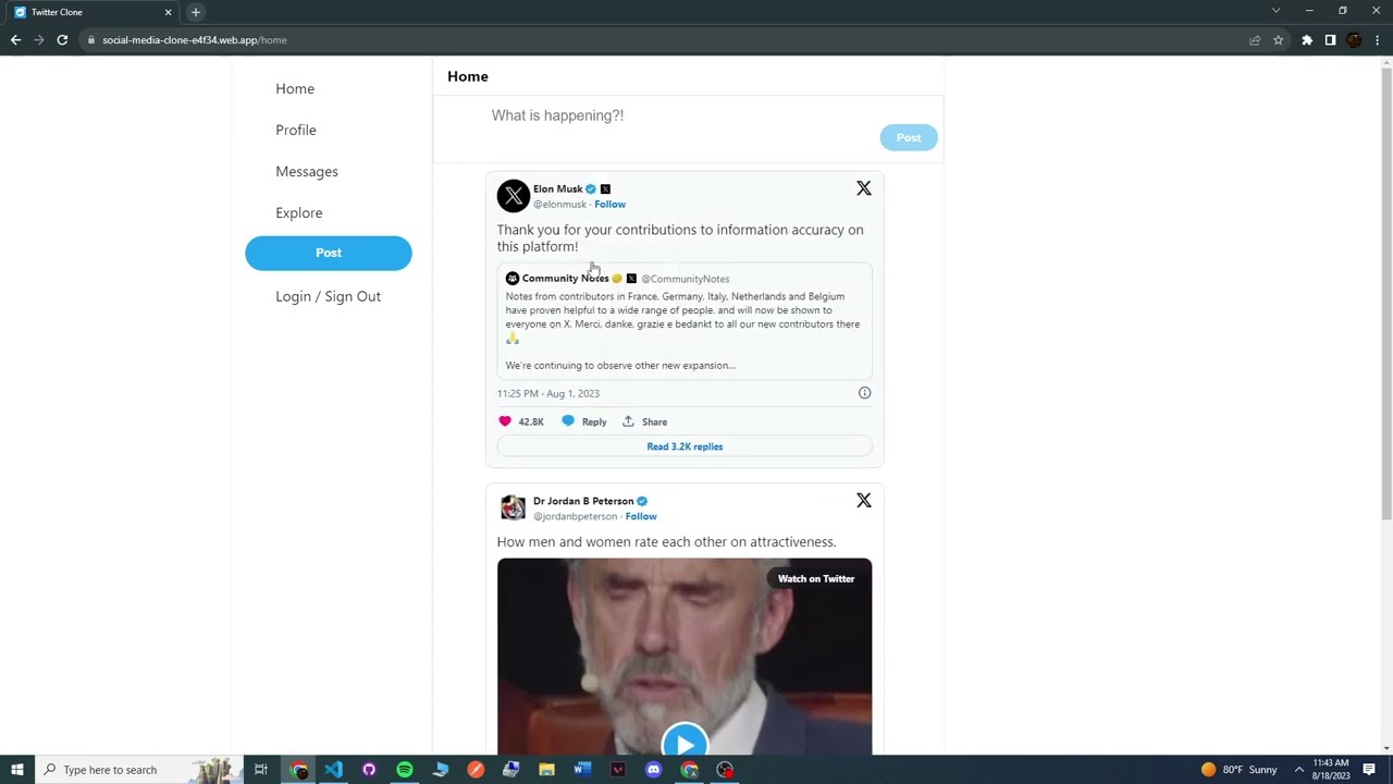 Twitter Clone Made with React Js and Firebase