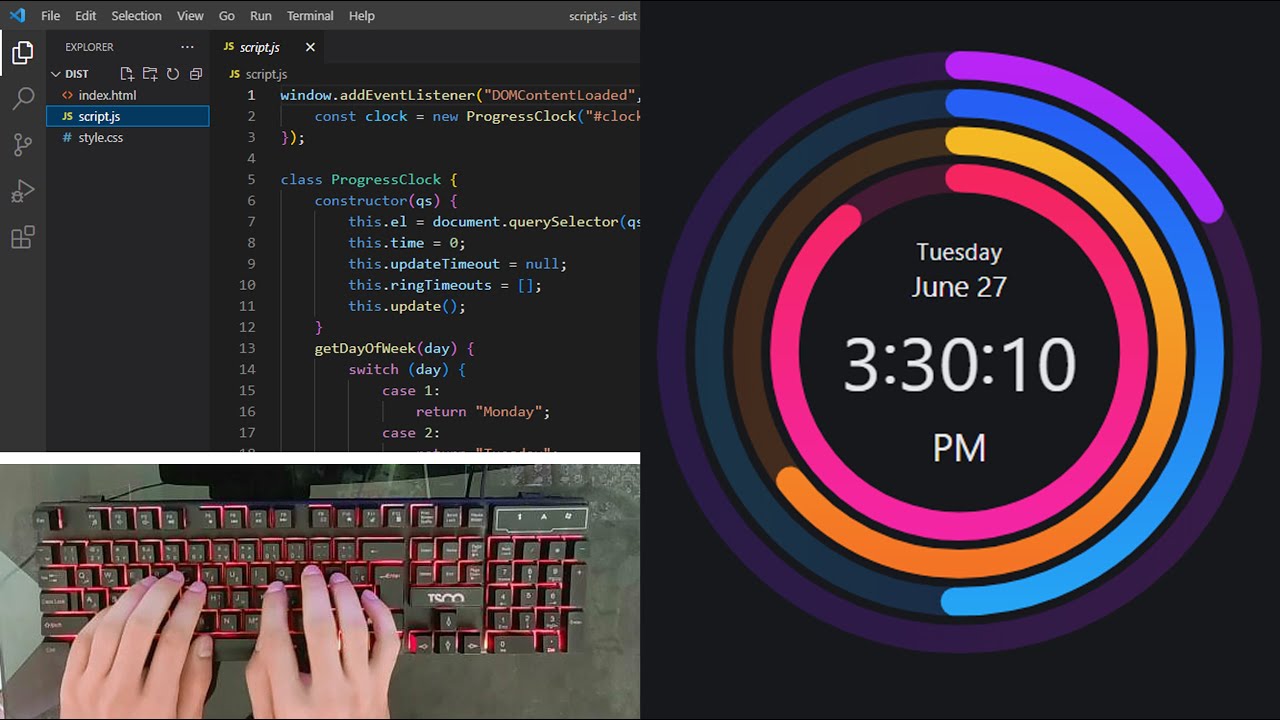 ASMR Programming - Progress Clock using Html CSS & Javascript - No Talking