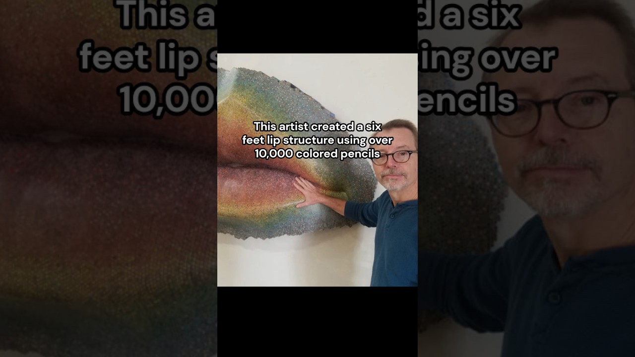 This Artist created a lip shaped sculpture using more than 10,000 pencil #art #uniqueart #sculpture