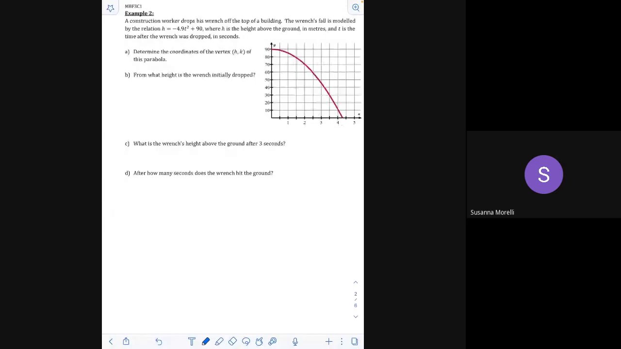 Quadratic models in real life example - falling object
