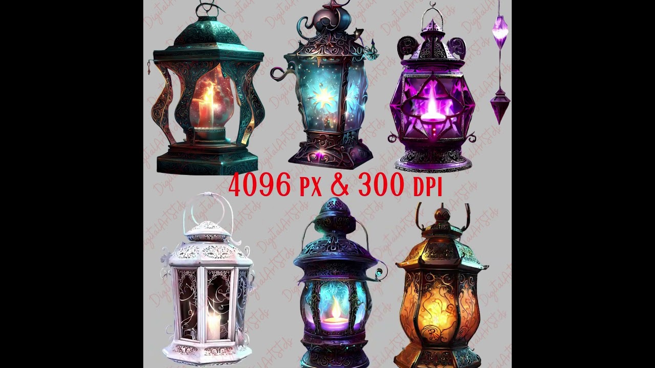 36 Magical Fantasy Lantern Clipart Set