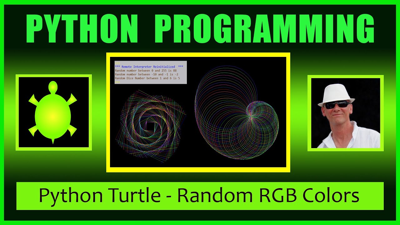 Python Turtle Graphics Random RGB Colors and Patterns - Python Beginners Tutorial Learn Python Fast