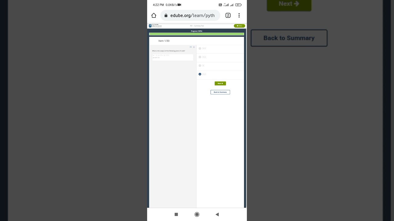 Python - Essential Part 1 Summary test 1..