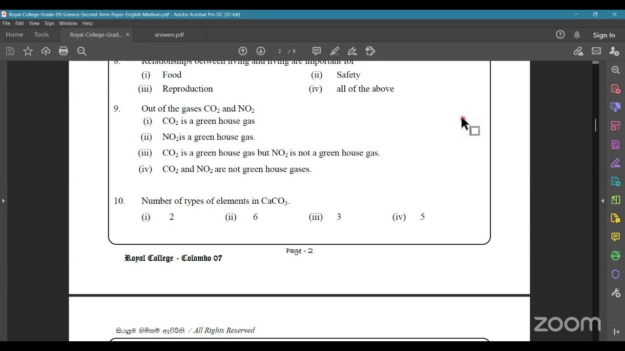 Grade 9 SCIENCE | 2nd term paper discussion