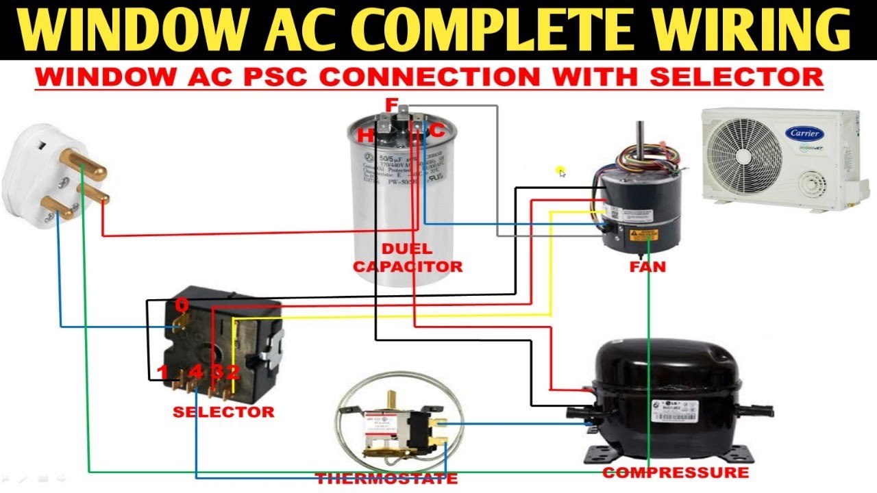 WINDOW AC COMPLETE WIRING CONNECTION! WINDOW AC PSC WIRING CONNECTION! AC WIRING! MULTI SPEED MOTOR