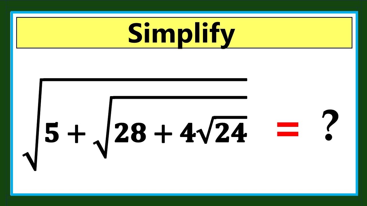 A Nice Square Root Simplification Math Problem || How to Solve!!!