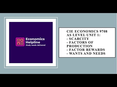 CIE A Levels Economics Scarcity, Factors of Production, Economics Needs and Wants