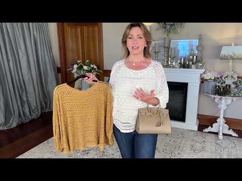 Open Knit Boatneck Dolman Sleeve Top