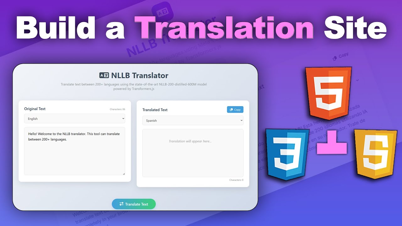 Build AI Translation Website Using HTML, CSS & JavaScript | DeepSeek API Tutorial