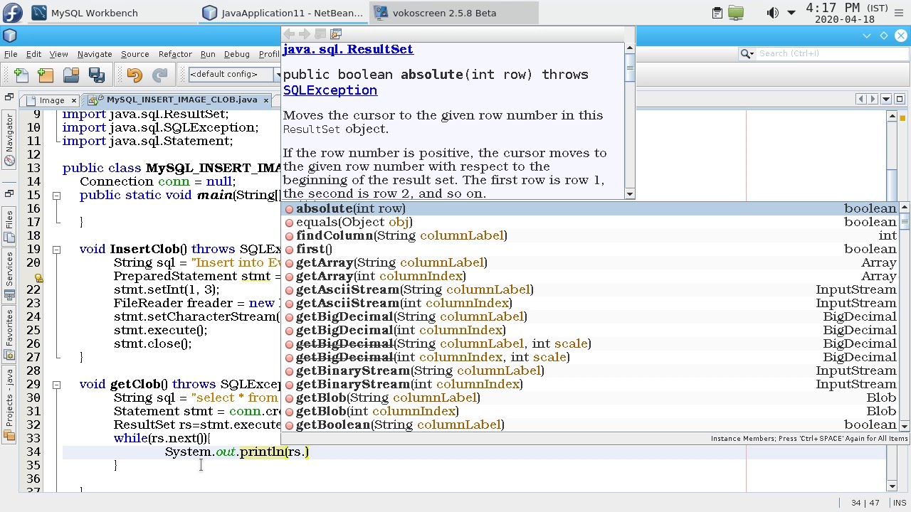 Jdbc Tutorial for Beginners: MySQL insert clob example