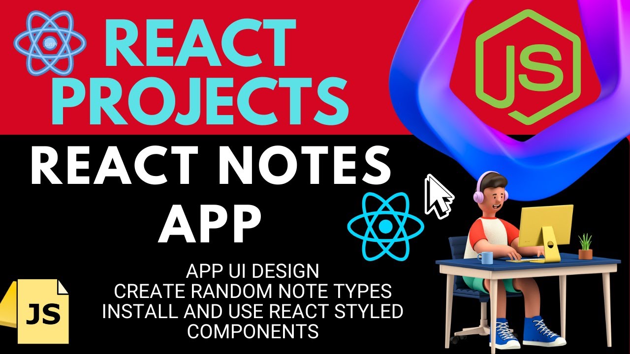 React Project | React Notes App | App UI design React Styled Components | Create Random Note types