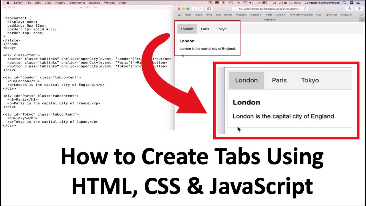 How to CODE Tabs Using HTML, CSS & JavaScript | New