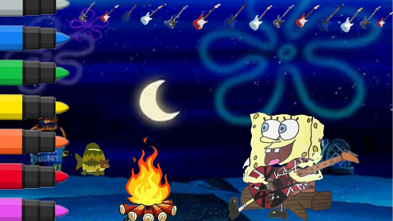 FRANKENSTRAT GUITAR COLORING PAGE - SPONGEBOB CAMPFIRE SONG COLORING PAGE #FRANKENSTRAT #SPONGEBOB