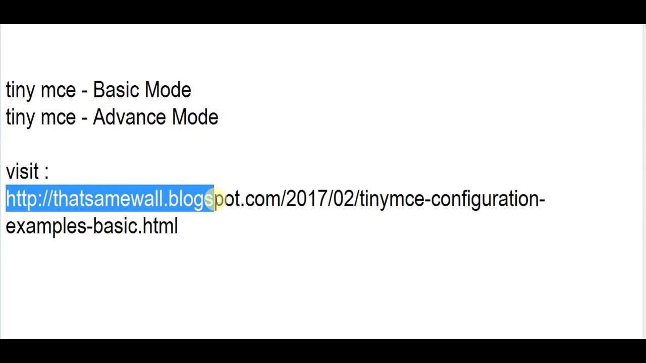 Tinymce Configuration Examples - Basic and Advance