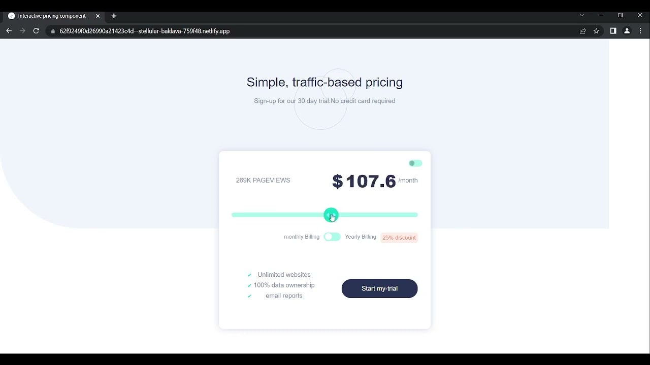 Interactive Price Component with React JS