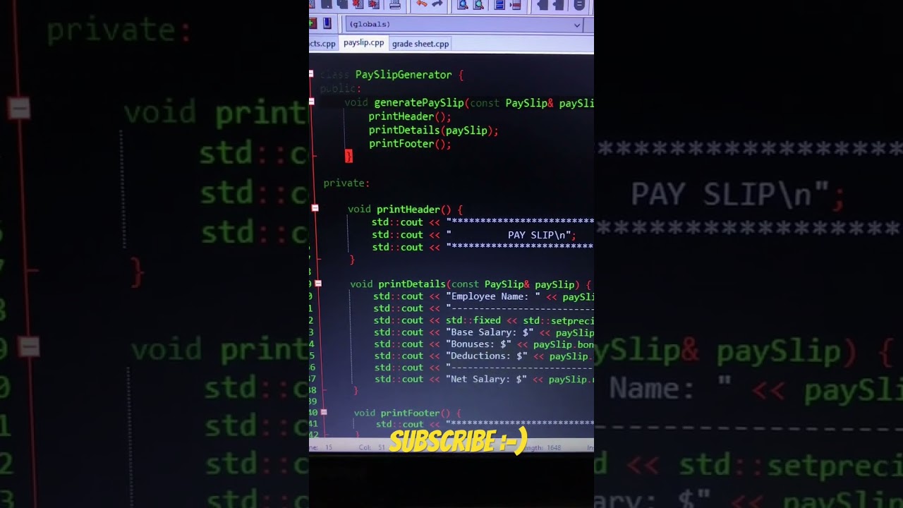 pay slip IDE dev c++ #cppprogramming