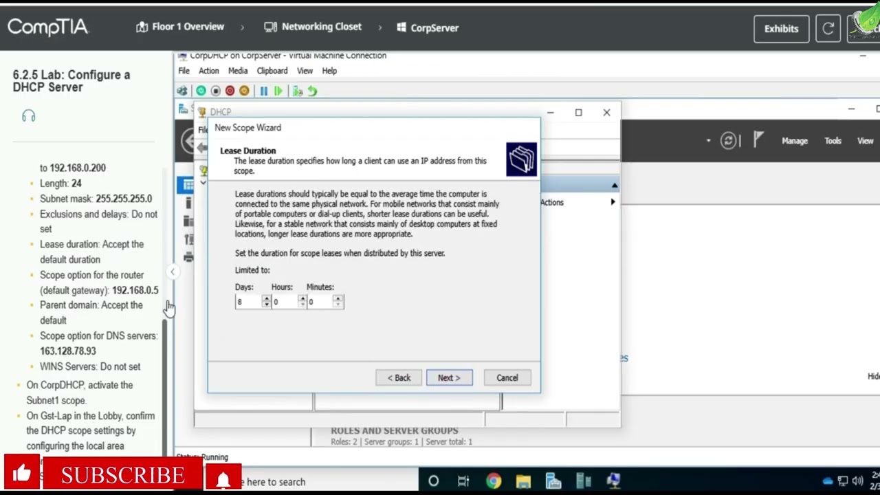 Network 6.2.5 Lab Configure a DHCP Server Testout