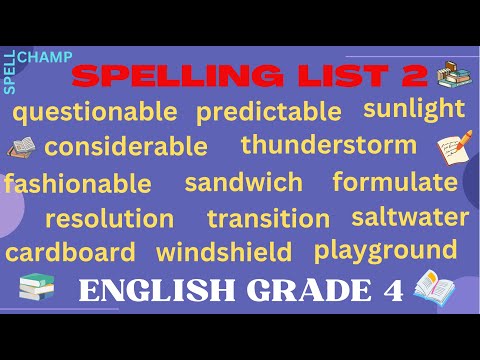 English Grade 4 Spelling List 2
