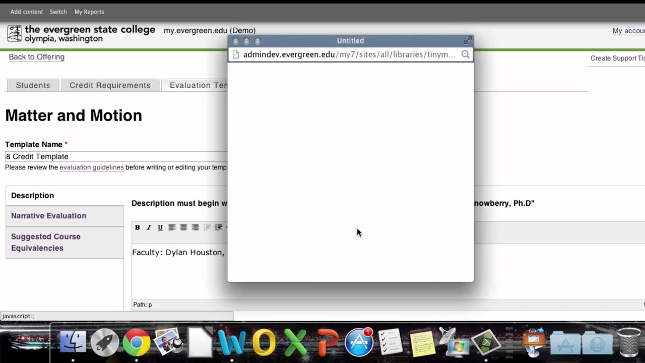 Faculty Tutorial: Evaluation Templates