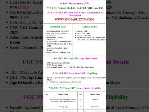 NTA UGC NET June 2025 Examination Apply Online Form #nta #latestgovtjobs #onlineform #job #ugc