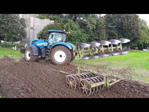 two new holland tractors t7 210, drilling and ploughing, in norfolk