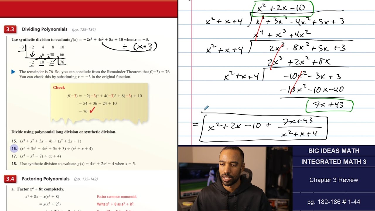 Big Ideas Math [IM3]: Chapter 3 Review (Examples & Problem Set)