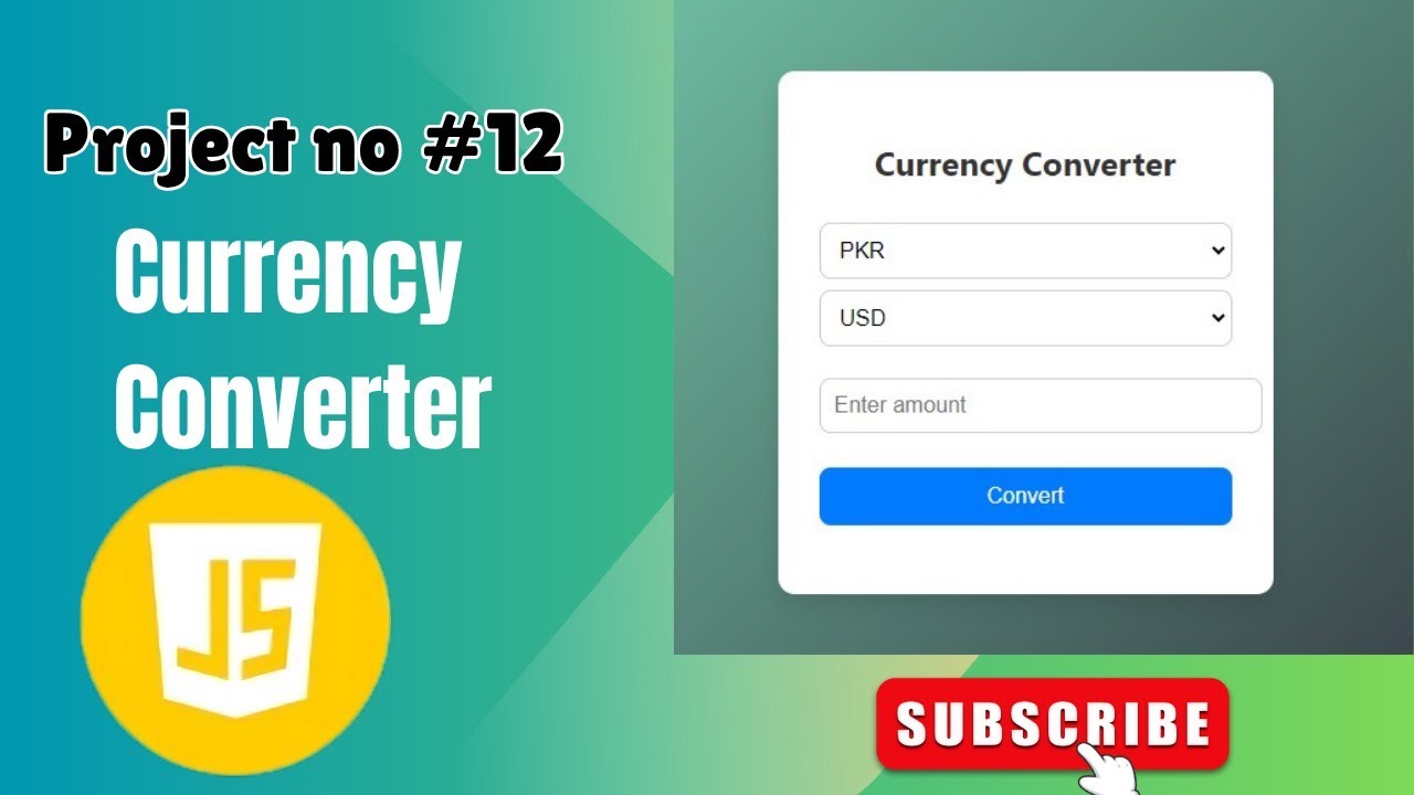 Currency Converter Using HTML, CSS & JavaScript | Project 12 of 100 JS Projects #codingforbeginners