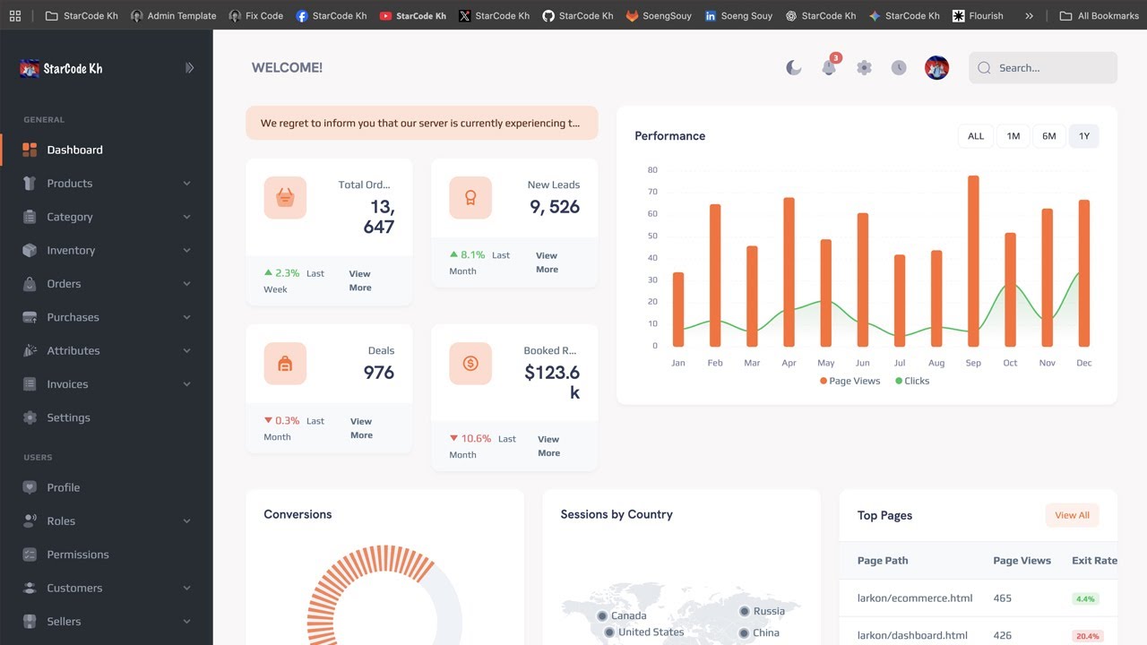 Bootstrap Ecommerce Admin Panel Demo | Responsive Dashboard Preview