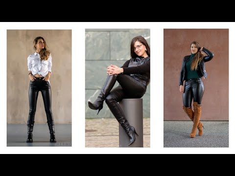Gorgeous & Elegant Leather Tights with Thigh High Heels Combination For Beautiful Sense Of Fashion