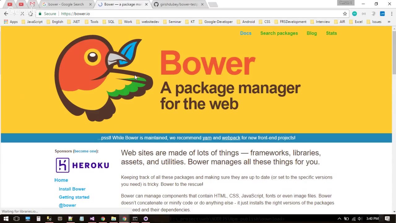 Publish your package on Bower using github - dependency management tools