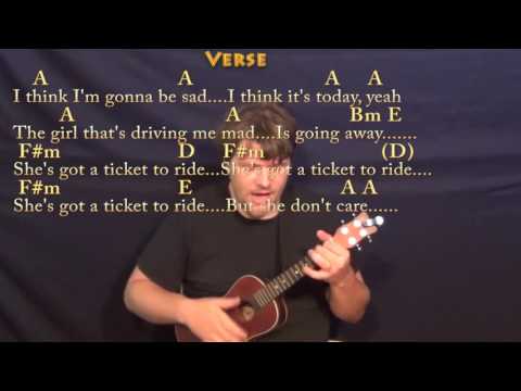 Ticket to Ride (The Beatles) Ukulele Cover Lesson in A with Chords/Lyrics