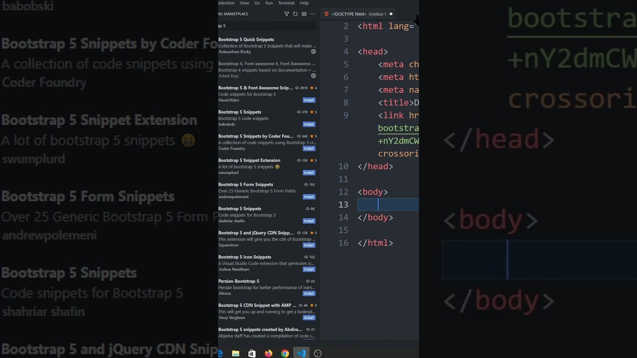 VSCODE Extension : Bootstrap 5 Snippets #shorts