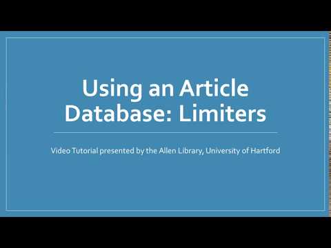 Using an Article Database: Limiters