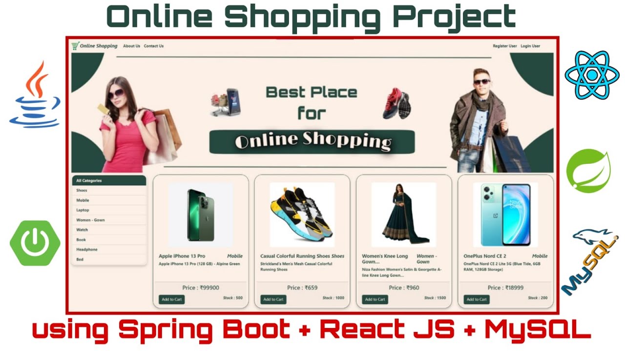 E-commerce Project using Spring Boot + React JS + MySQL | Full Stack Web App using SpringBoot, React