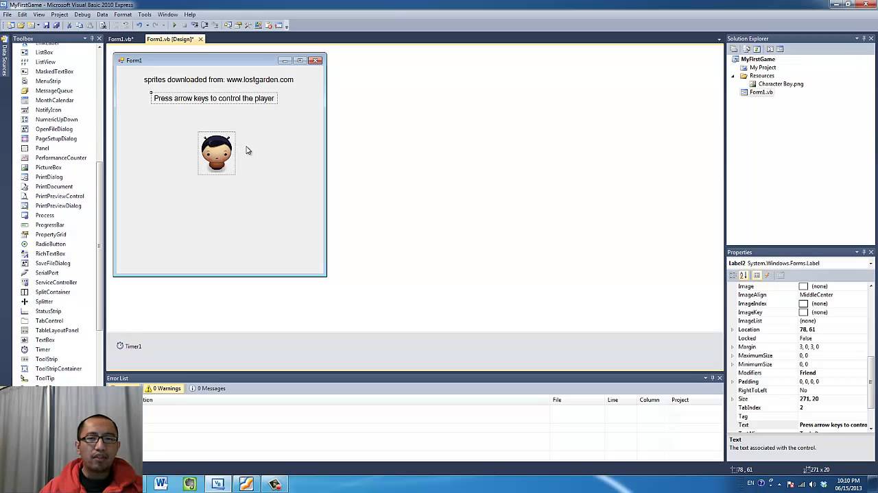 Games Programming with Visual Basic lesson 1 - Character Control