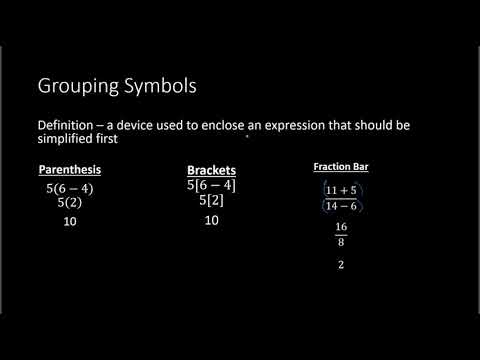 Grouping Symbols (Algebra 1)