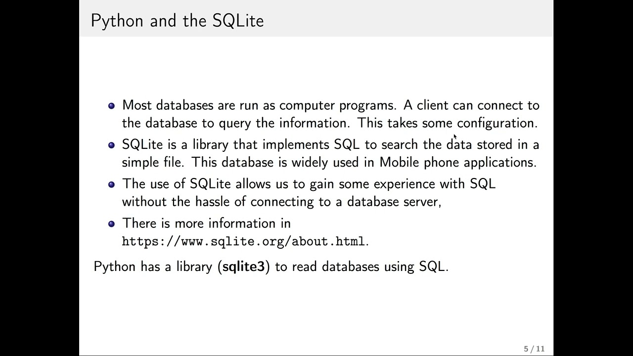 Short introduction to using SQL with python.